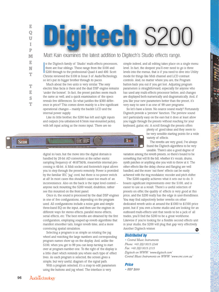 AT6 Digitech S200 Effects | PDF | Computer Engineering | Sound