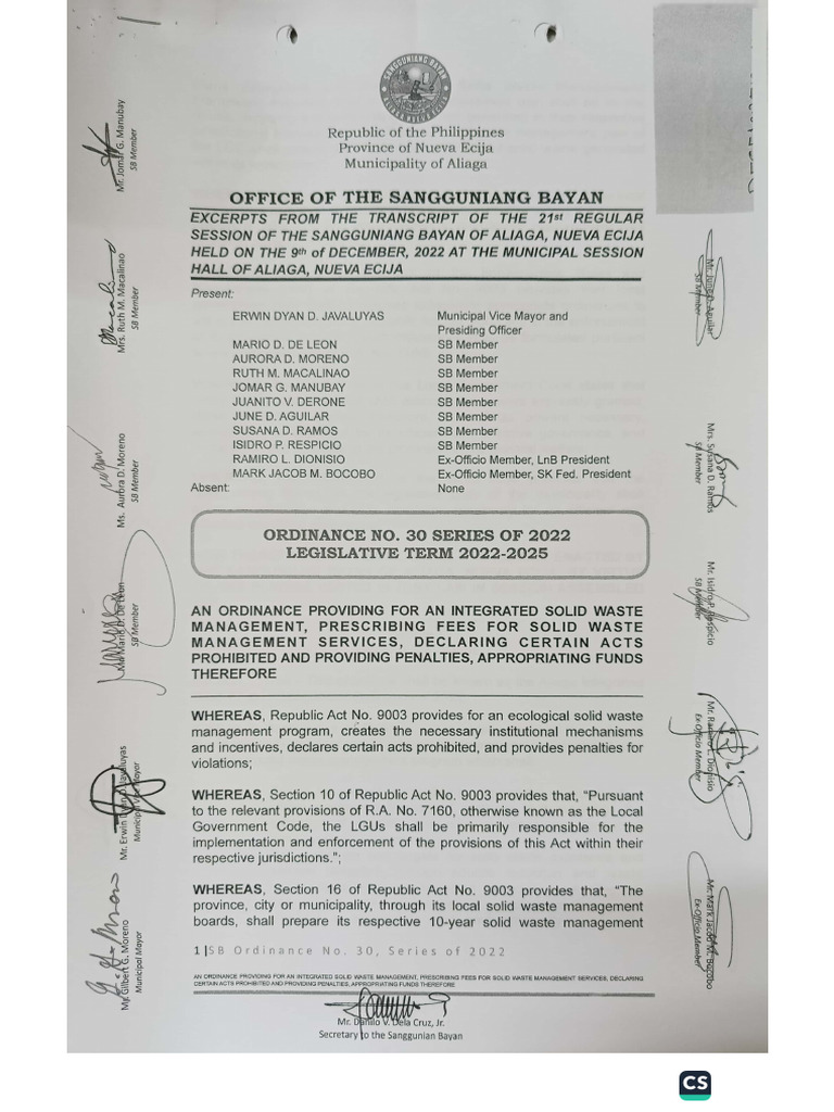 Ordinance No. 30 Integrated Solid Waste Management | PDF