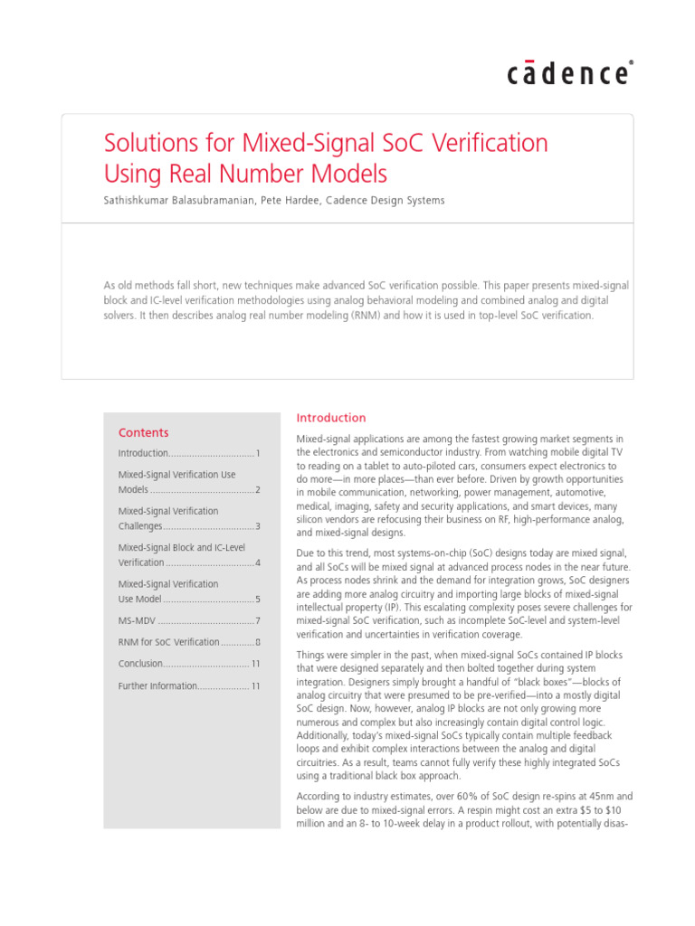 Mixed Signal Verification WP | PDF | Mixed Signal Integrated Circuit | System On A Chip