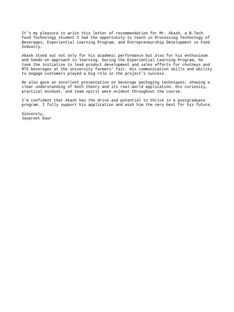 Letter of Recommendation | PDF