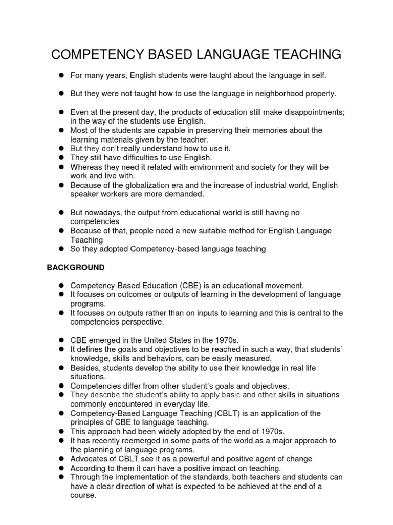 Competency Based Language Teaching | PDF | Competence (Human Resources ...