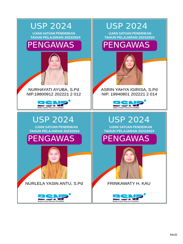 Id Card Pengawas | PDF