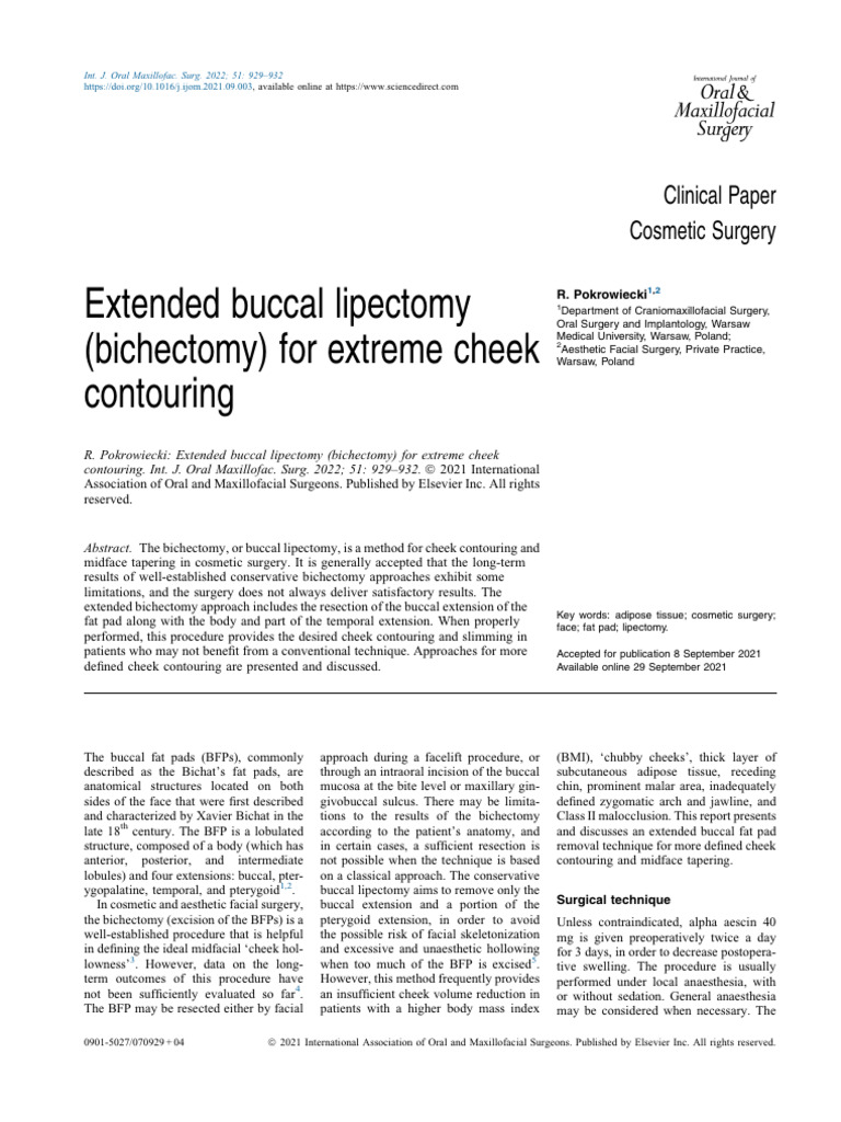 Extended Buccal Lipectomy (Bichectomy) For Extreme Cheek Contouring ...