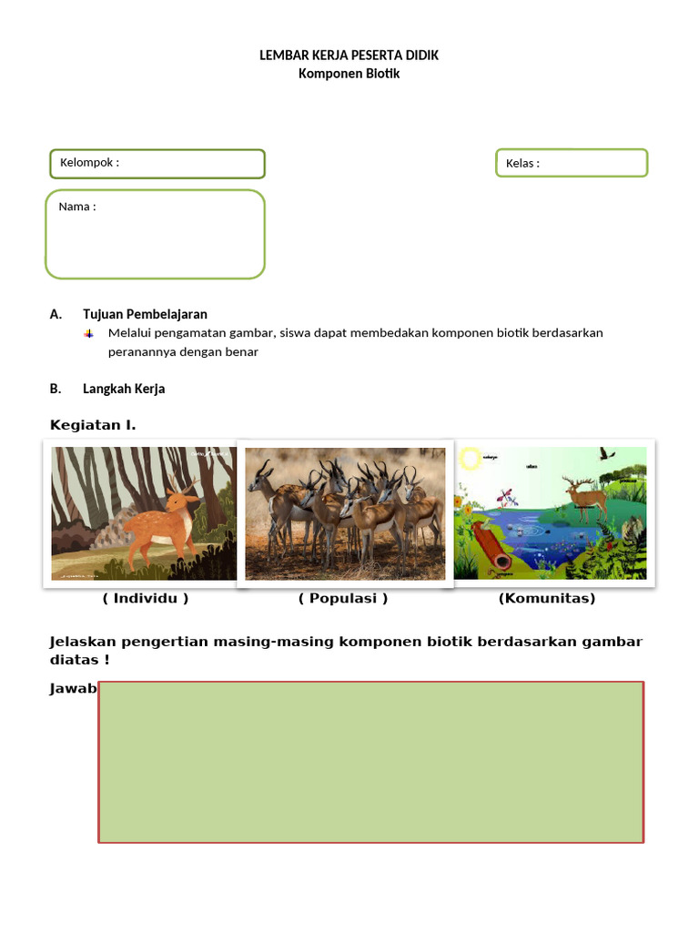 LKPD BIOTIK Dan ABIOTIK | PDF