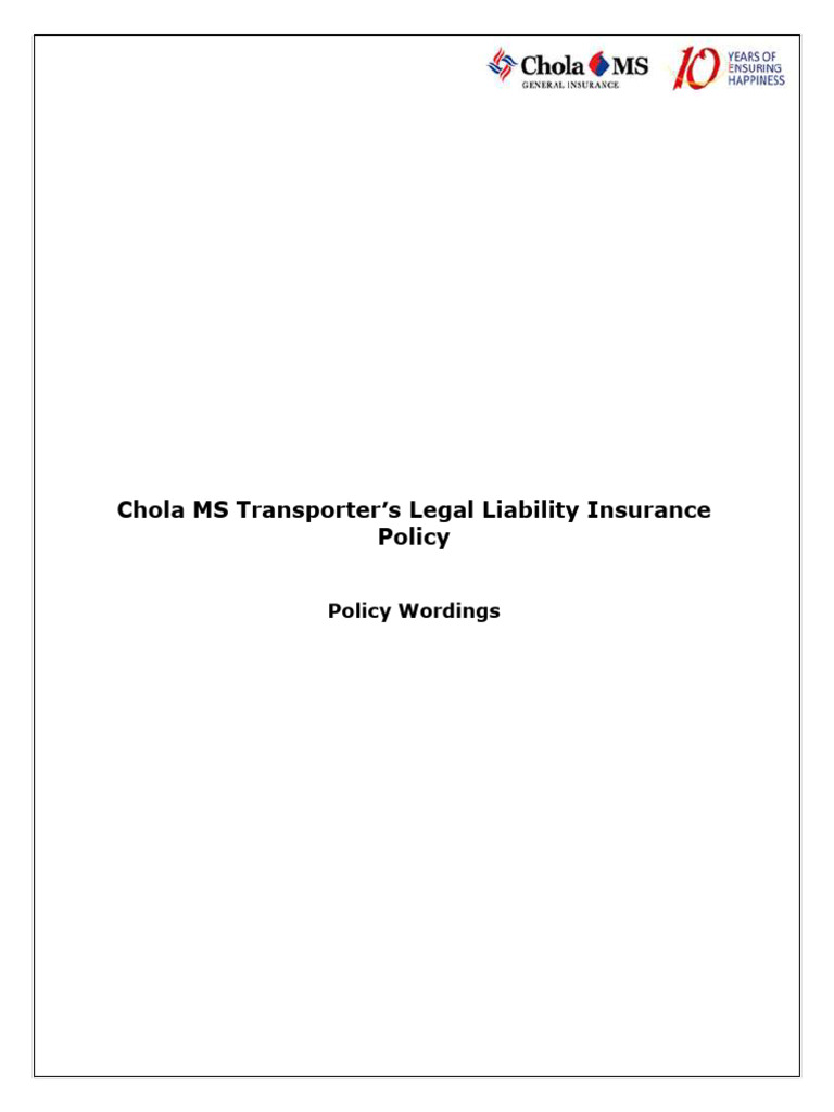 Carriers Liability Wording | PDF | Liability Insurance | Insurance