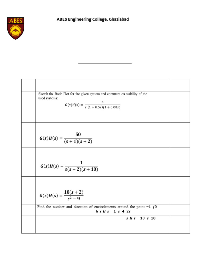 Assignment 5 of Control System-1 | PDF | Electronic Circuits | Signal ...