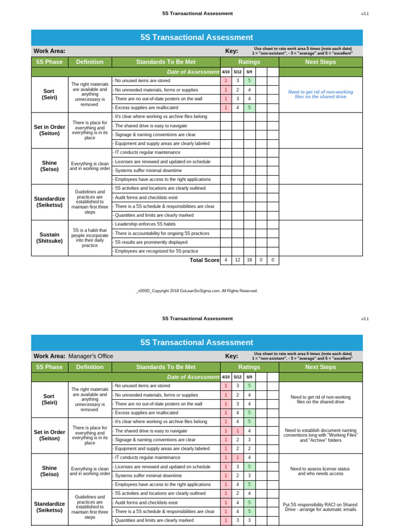 5S Transactional Assessment Guide | PDF