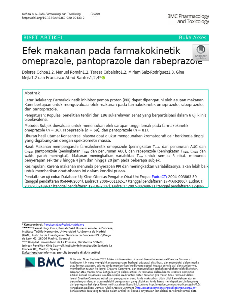 Efek Makanan Pada Farmakokinetik Omeprazole (Indonesia) | PDF