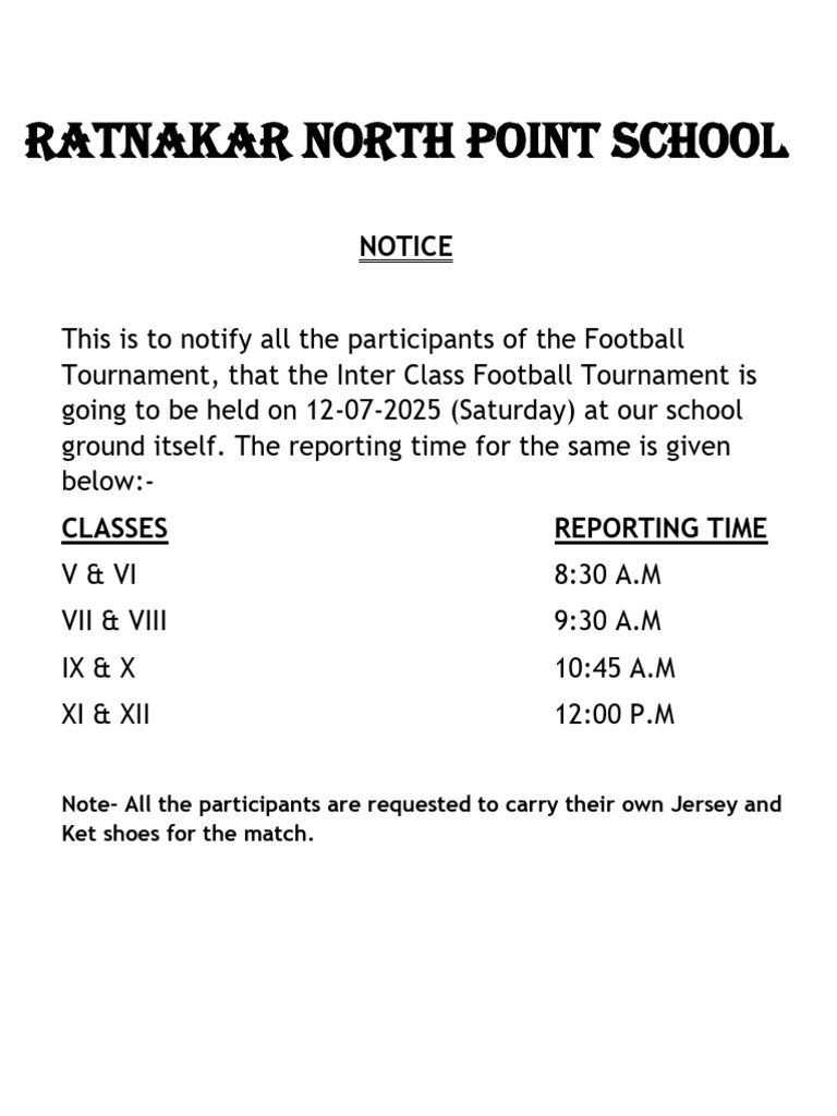 Notice For Football Match | PDF