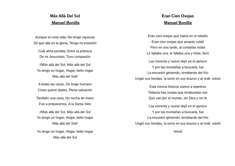 Letra del himno "Más Allá del Sol" | PDF