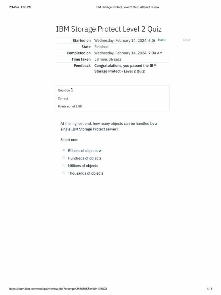 IBM Storage Protect Level 2 Quiz | PDF | Backup | Computer Data Storage
