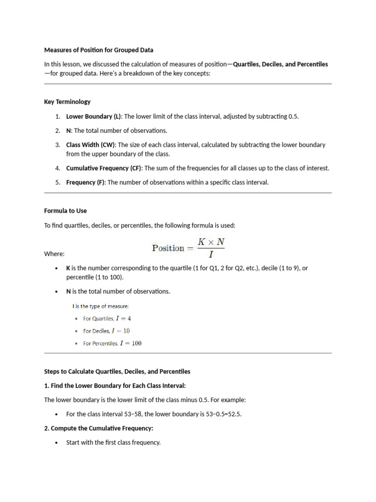 Quartiles, Deciles, Percentiles Explained | PDF
