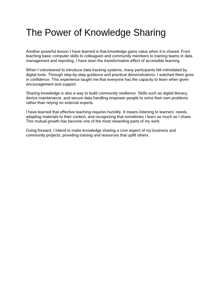 The Power of Knowledge Sharing | PDF