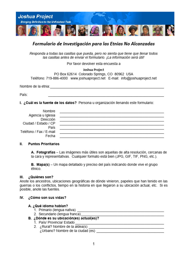 Formulario de Investigación Étnica | PDF
