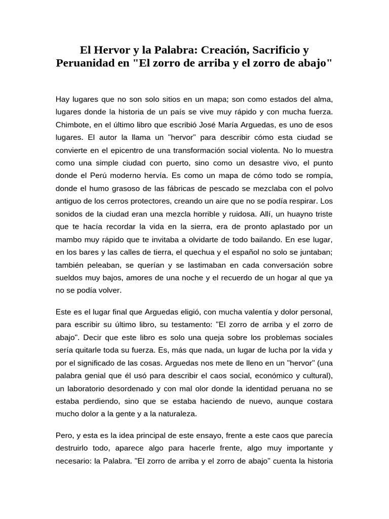 "Hervor y Palabra en Arguedas" | PDF