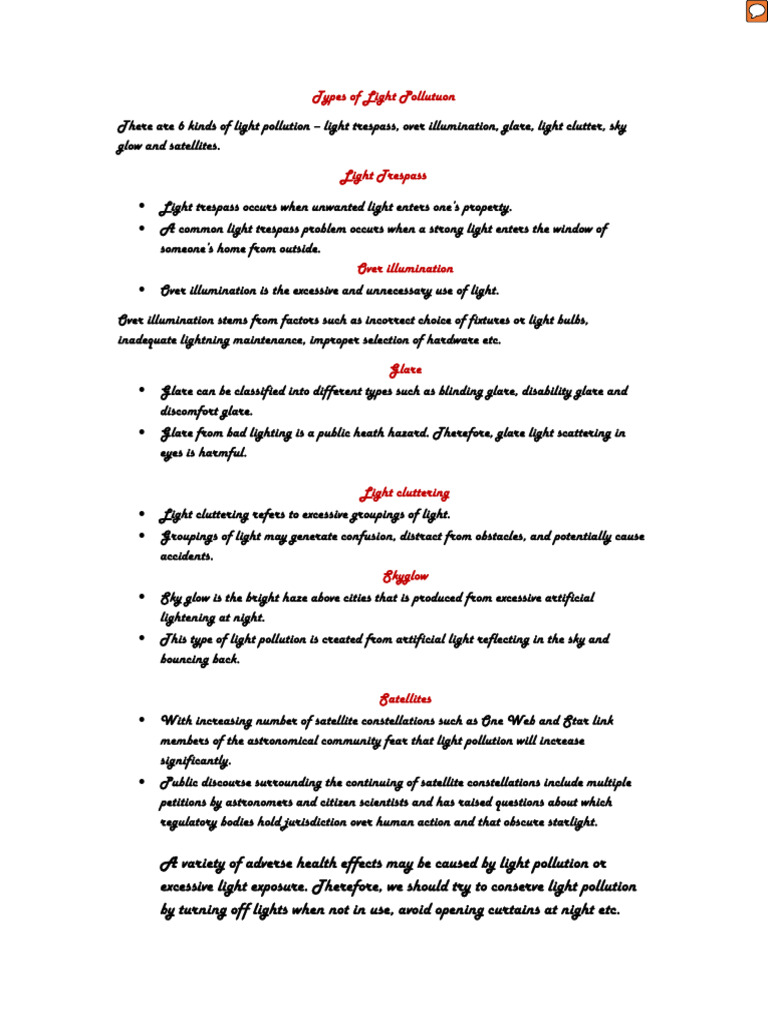 Types of Light Pollution Explained | PDF