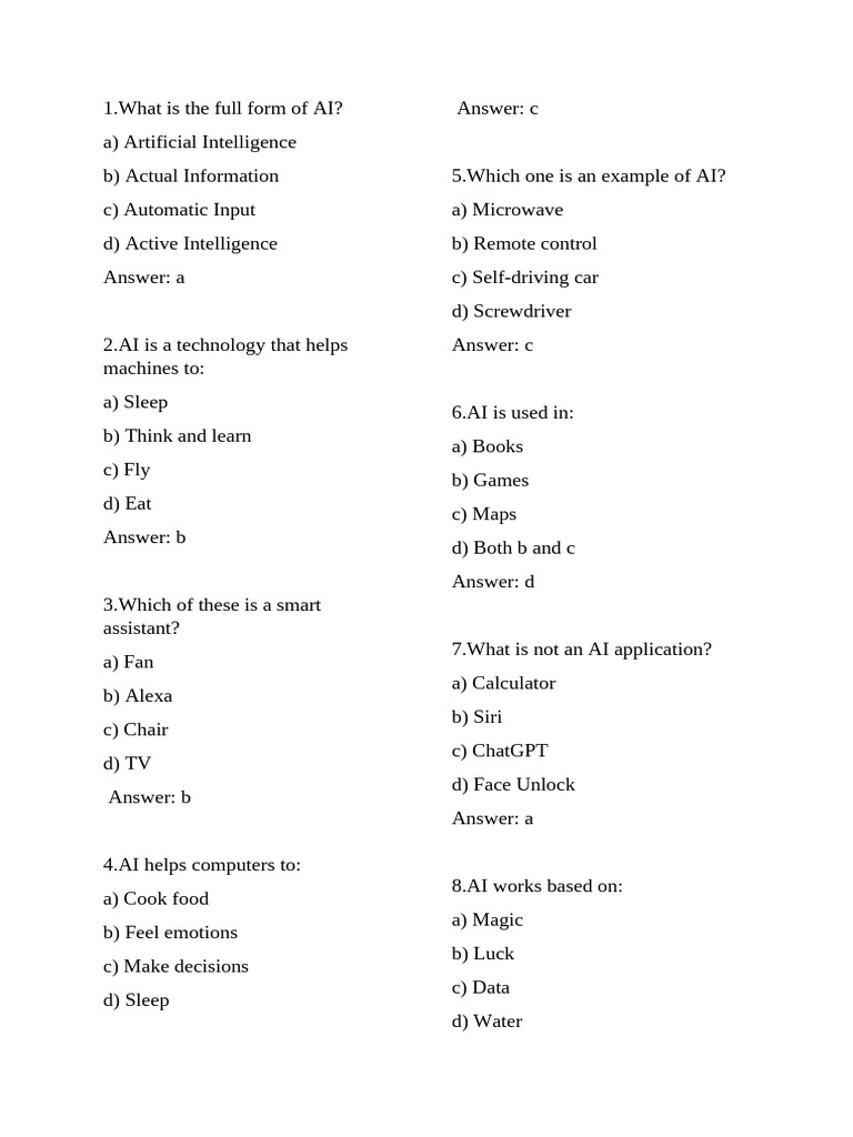 Ai MCQ | PDF | Artificial Intelligence | Intelligence (AI) & Semantics