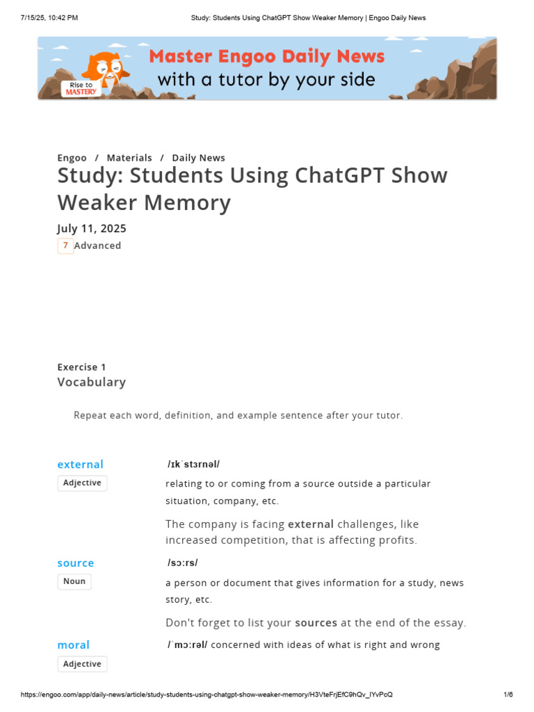 ChatGPT Use Linked to Weaker Memory | PDF | Adjective | English Language
