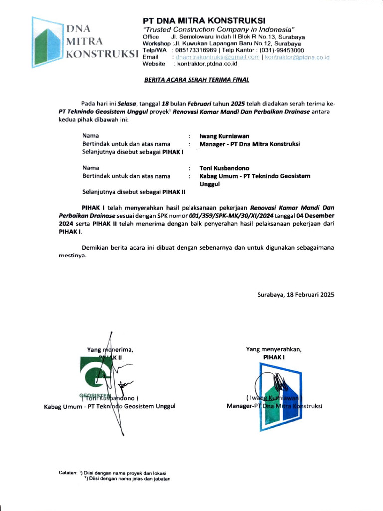 Bast Ptdnamk - Geosistem (Renov KM Drainase) | PDF