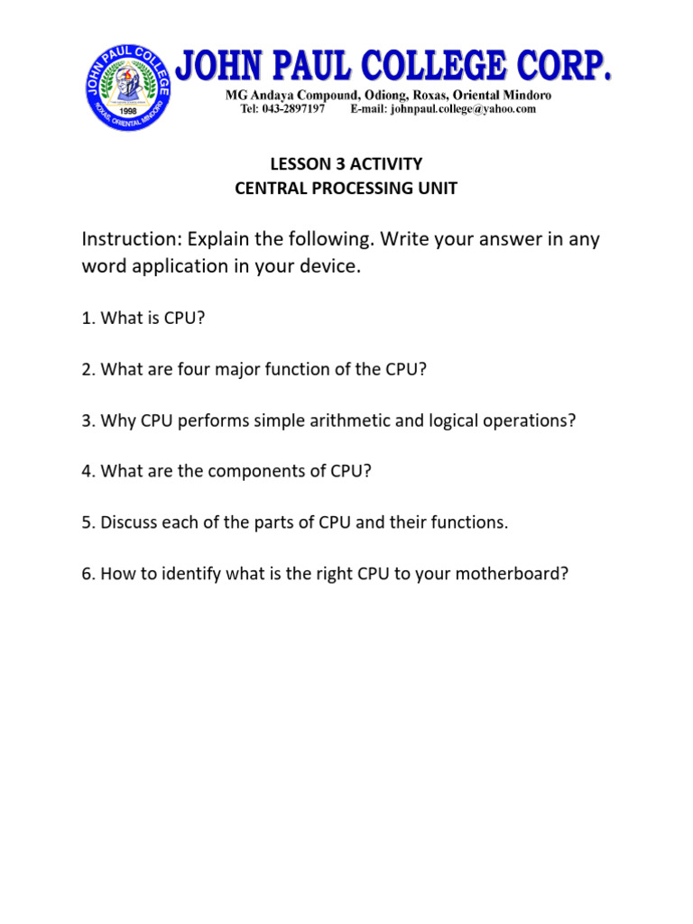 Lesson 3 Activity | PDF