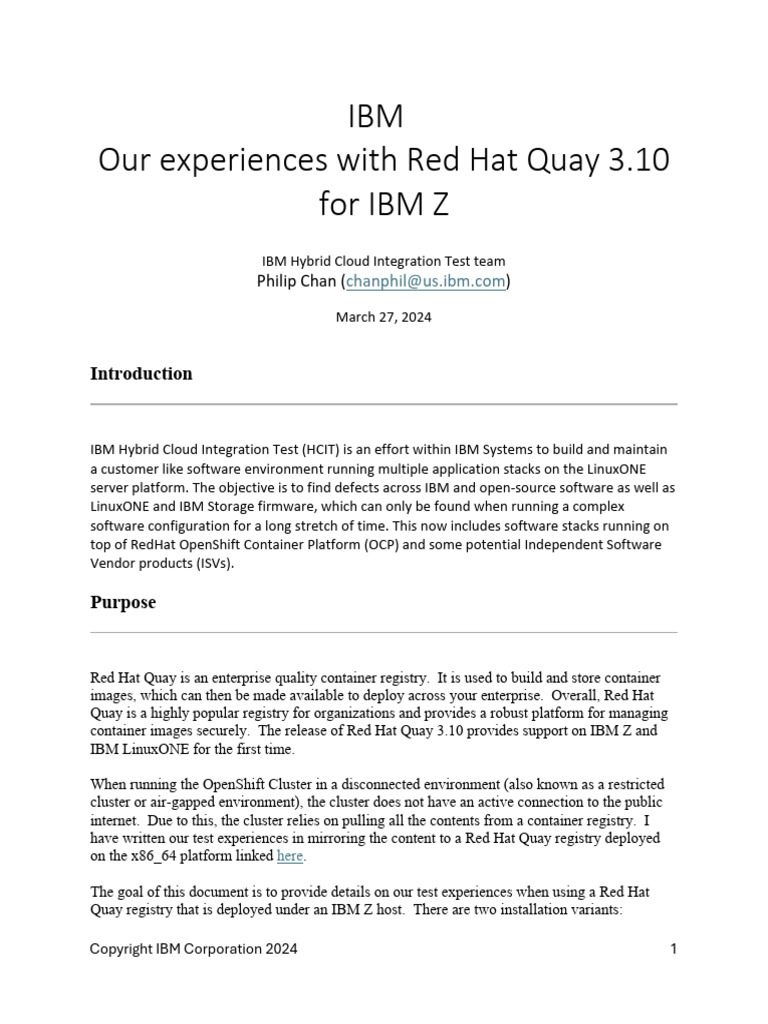 Our Experiences With Red Hat Quay 3.10 For IBM Z | PDF | Public Key ...