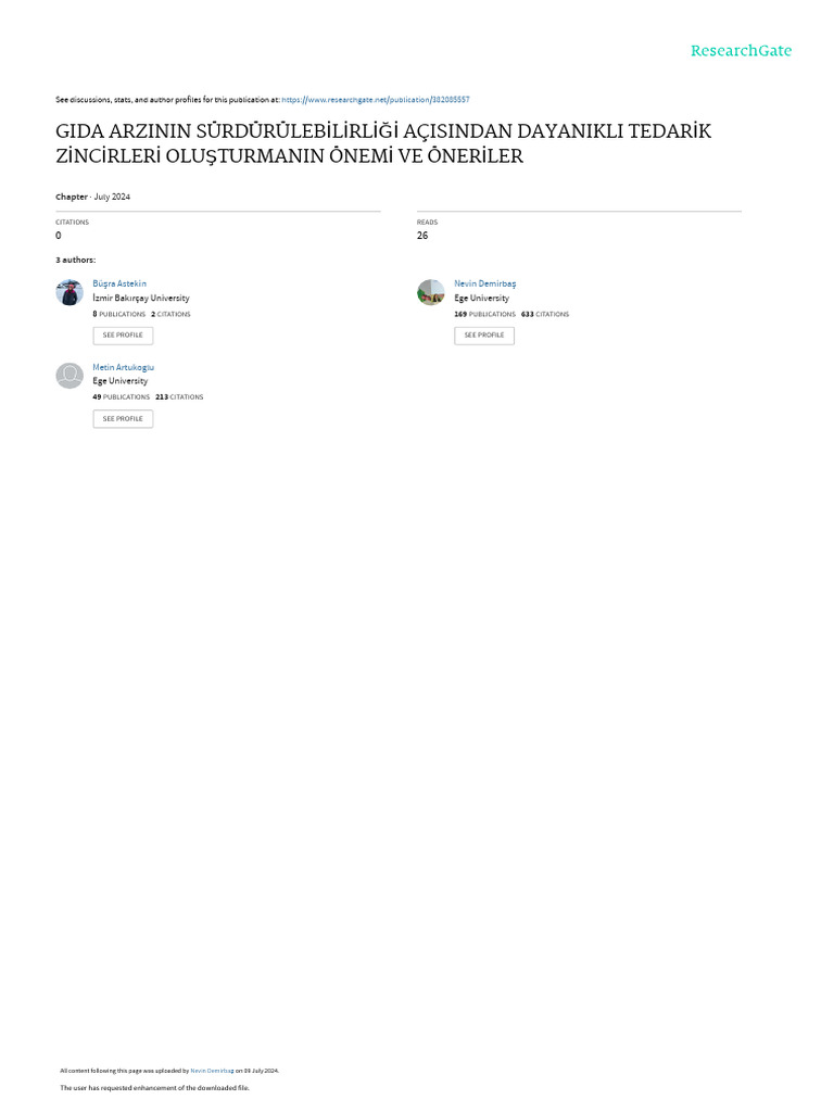 Gida Arzinin Sürdürüleb L RL Açisindan Dayanikli Tedar K Z NC Rler OLU ...
