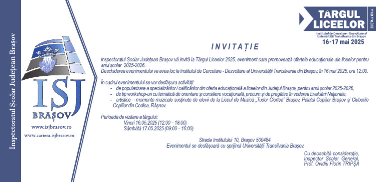 Invitatie TL 2025 - ISJ BV | PDF