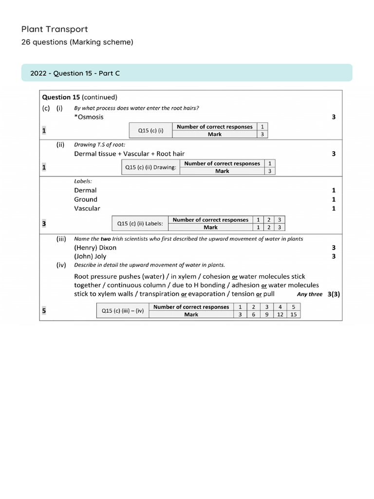 Plant Transport Marking-Scheme | PDF