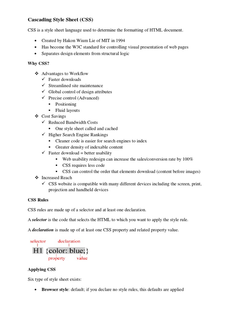 Cascading Style Sheet Css Pdf Cascading Style Sheets Html