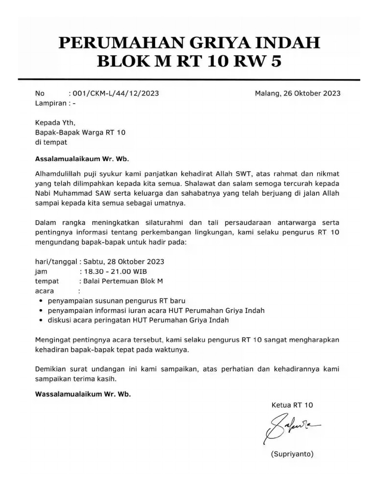 Contoh Surat Undangan | PDF