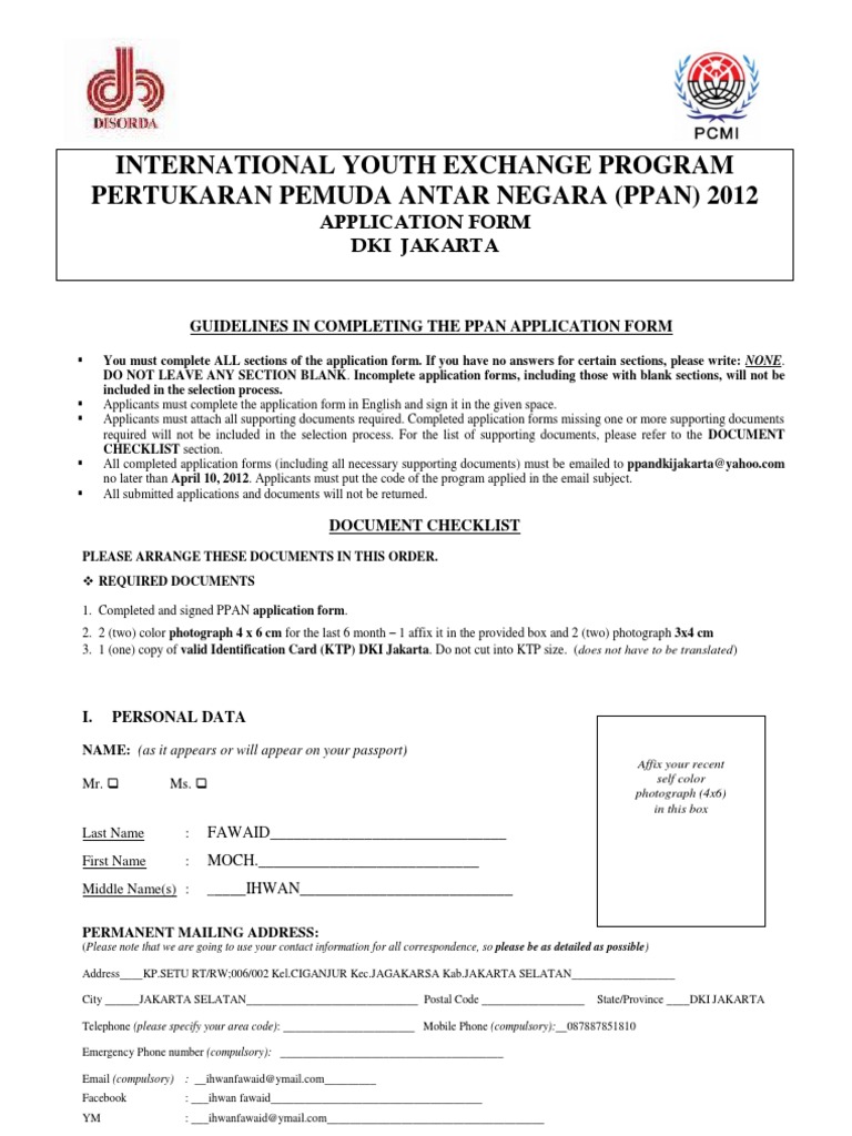 Application Form Ppan 2012 (IHWAN) | PDF | Communication | Computing ...