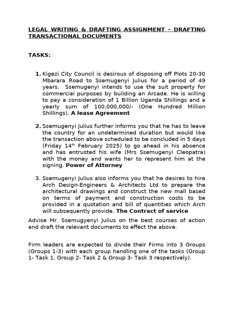 Exercises - Drafting Transactional Documents - Assignment | PDF