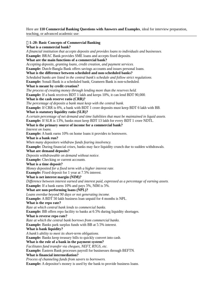 Commercial Banking Interview Guide | PDF | Banks | Loans