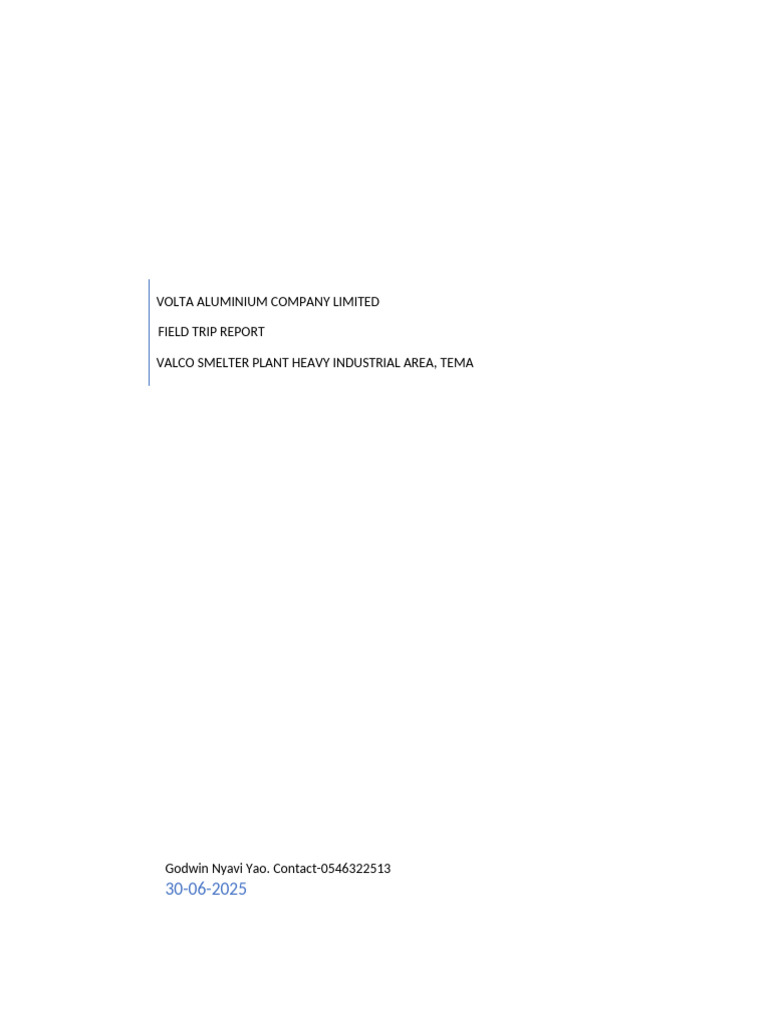 VALCO Aluminium Smelting Field Trip Report | PDF | Materials | Physical ...