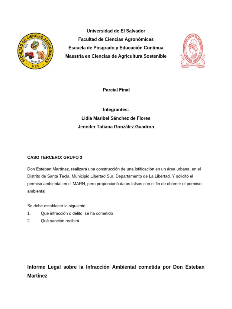 Parcial Final - Legislacion Ambiental | PDF | Entorno natural | Intención (Derecho Penal)