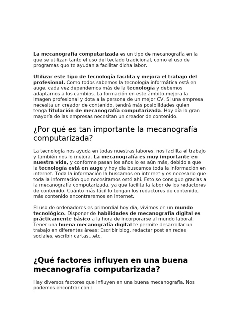 La Mecanografía Computarizada | PDF