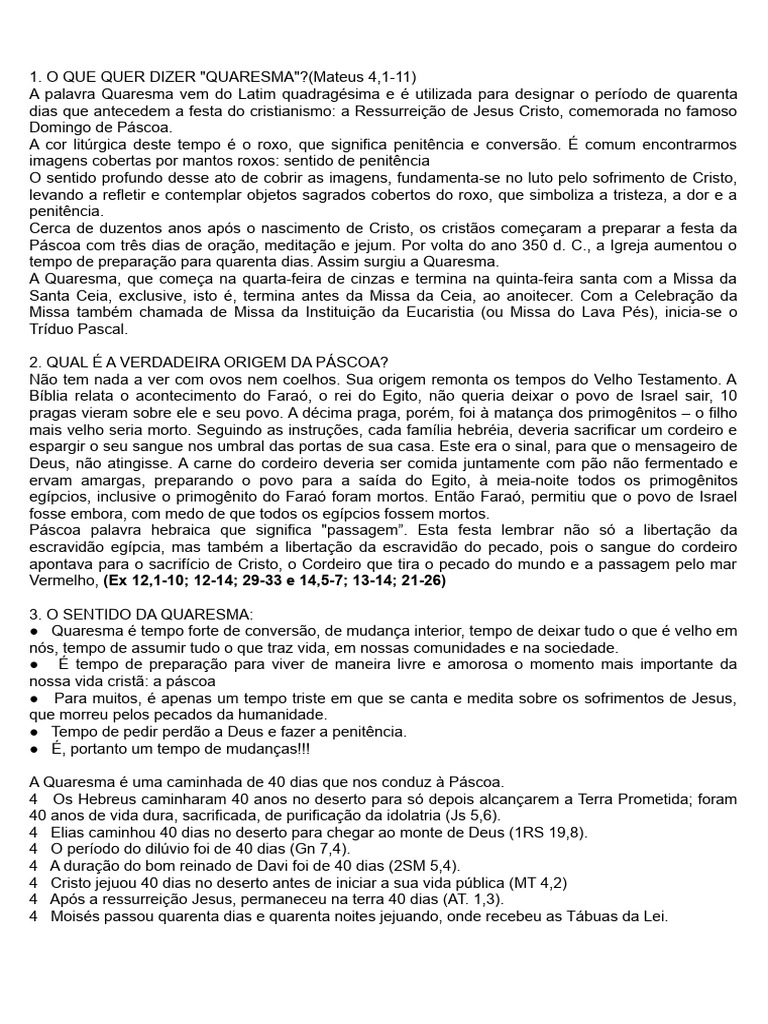 Significado e Práticas da Quaresma | PDF | Quaresma | Páscoa