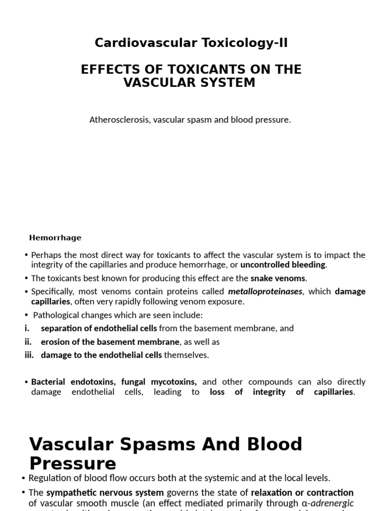 Toxicants and Vascular System Effects | PDF | Blood Vessel ...