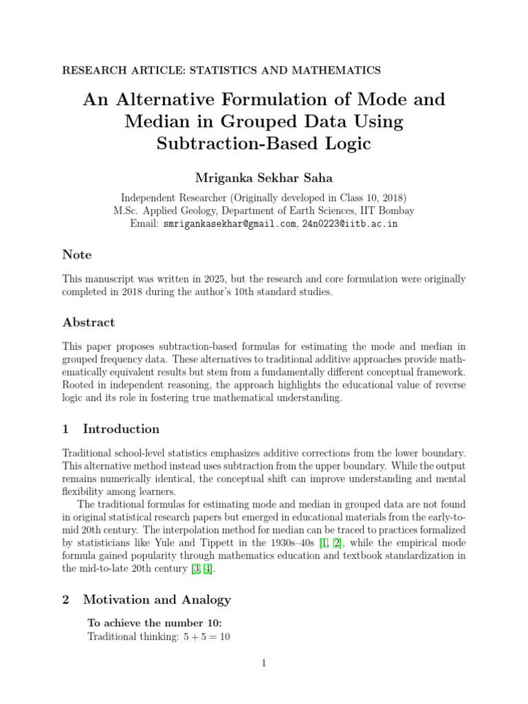 An Alternative Formulation of Mode and Median in LaTeX | PDF | Median ...
