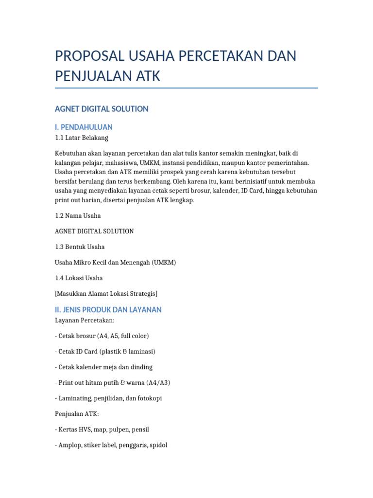 Usaha Percetakan dan ATK Agnet Digital | PDF