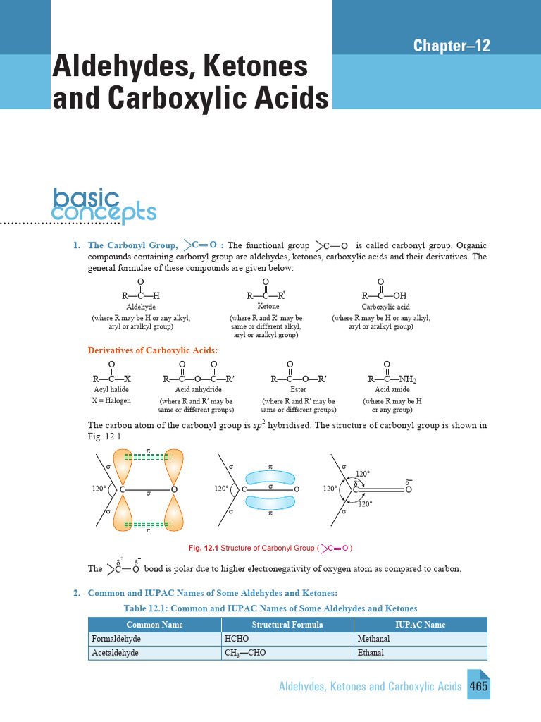 Aldehydes, Ketones and Carboxylic Acid Class 12 | PDF | Carboxylic Acid | Aldehyde