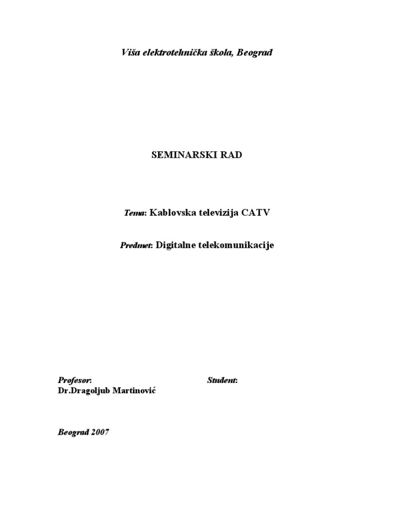 I Kablovska Televizija | PDF