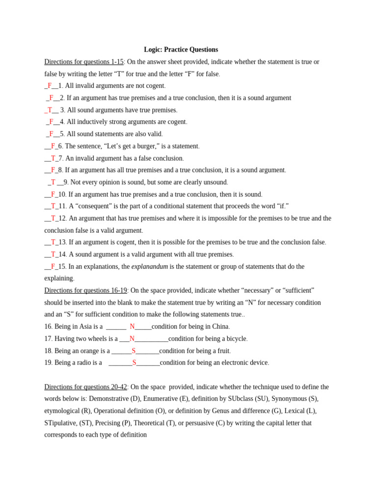 LogicContinues AssesWithAnswer | PDF | Argument | Logical Consequence