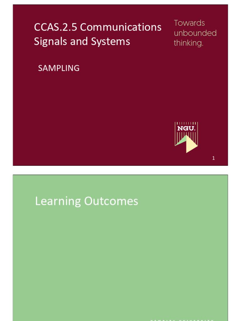 NGU CCAS 2.5 Lecture - Week 10 - Sampling | PDF | Sampling (Signal ...