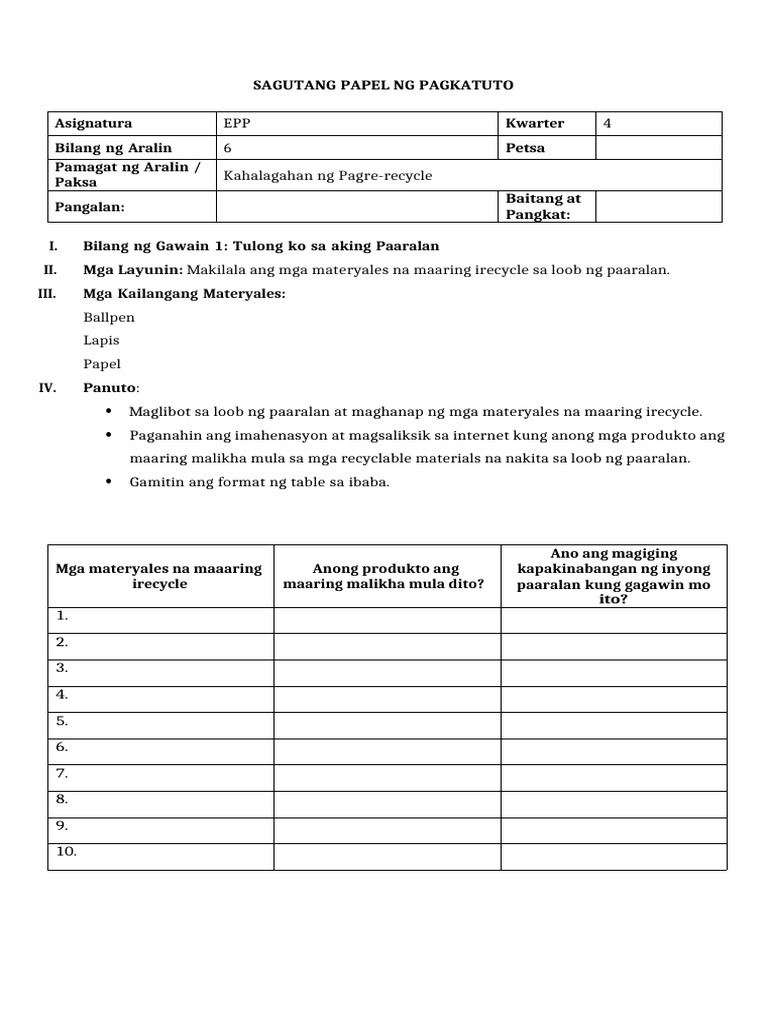 q4 DLP Epp 4 WK 6 - Work Sheet | PDF