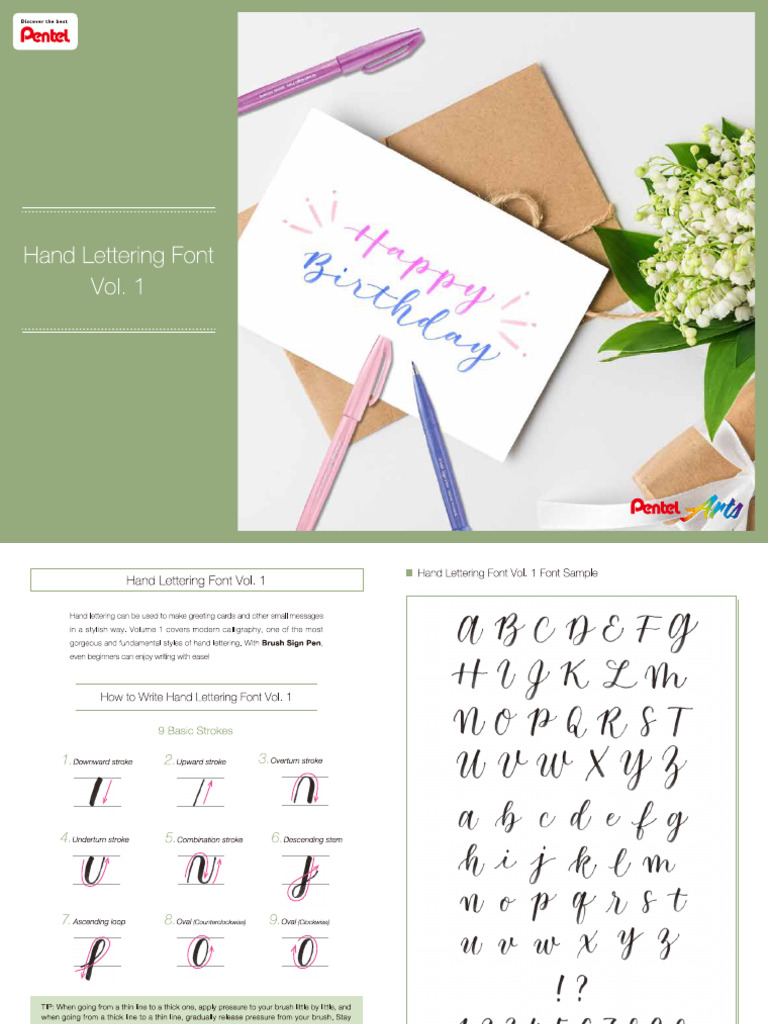 Brush Lettering Practice Sheet Basic Strokes Masha Plans | PDF