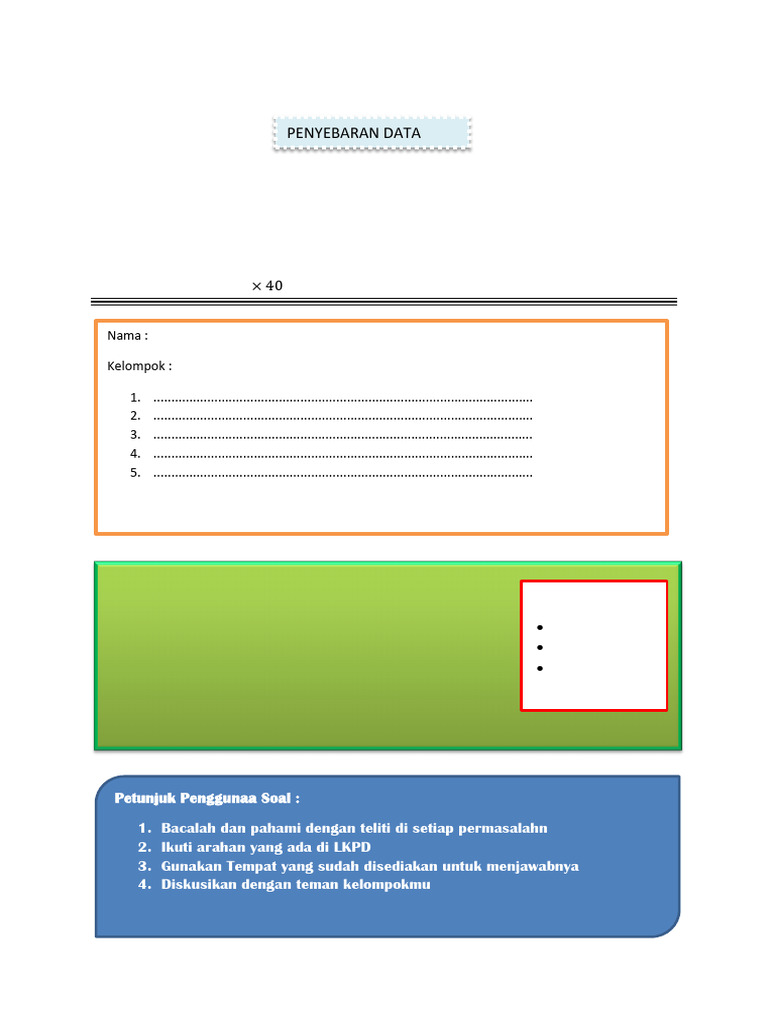 Lembar Kerja Peserta Didik Penyebaran Data | PDF