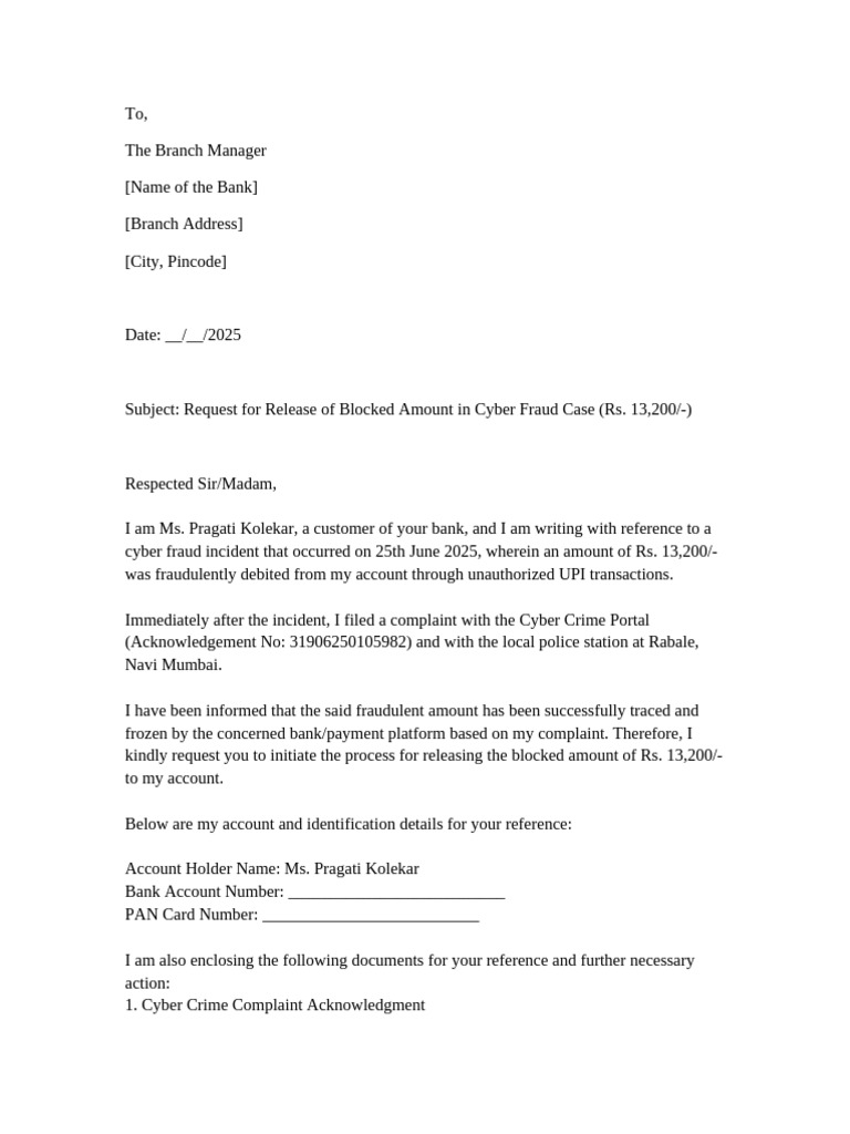 Application To Bank Cyber Fraud | PDF