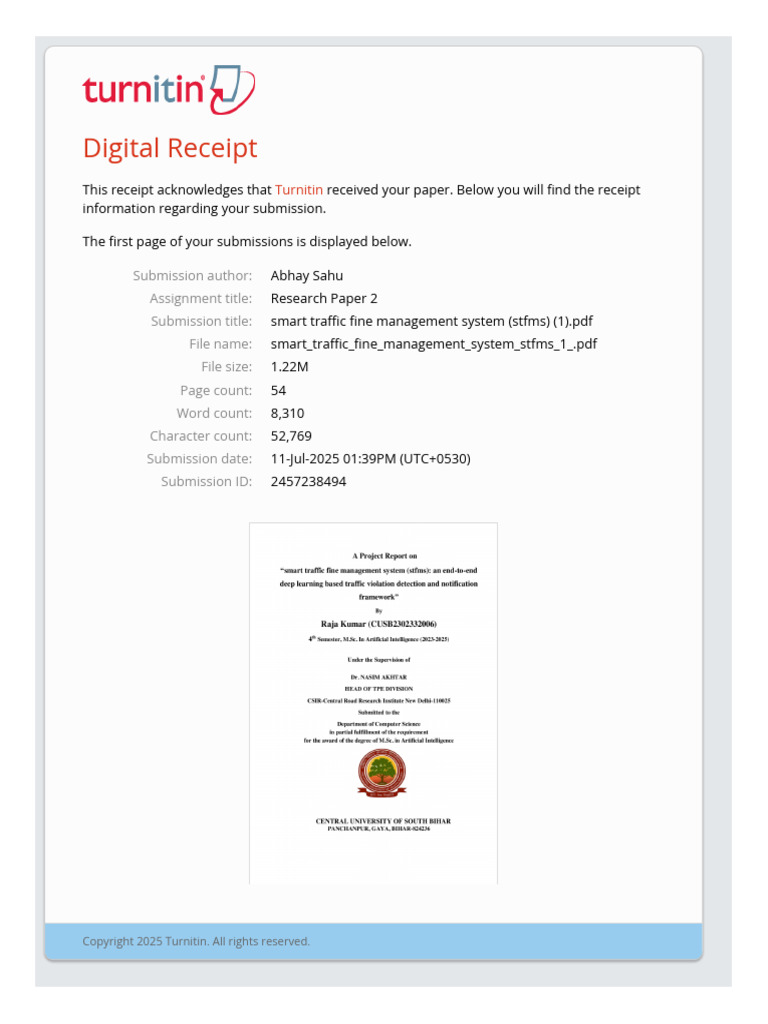 Receipt - Smart Traffic Fine Management System (STFMS) PDF | PDF