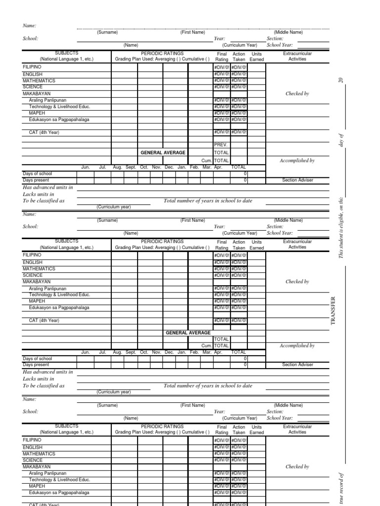 DepEd Form 137 Spreadsheet | PDF | Secondary School | Traditions
